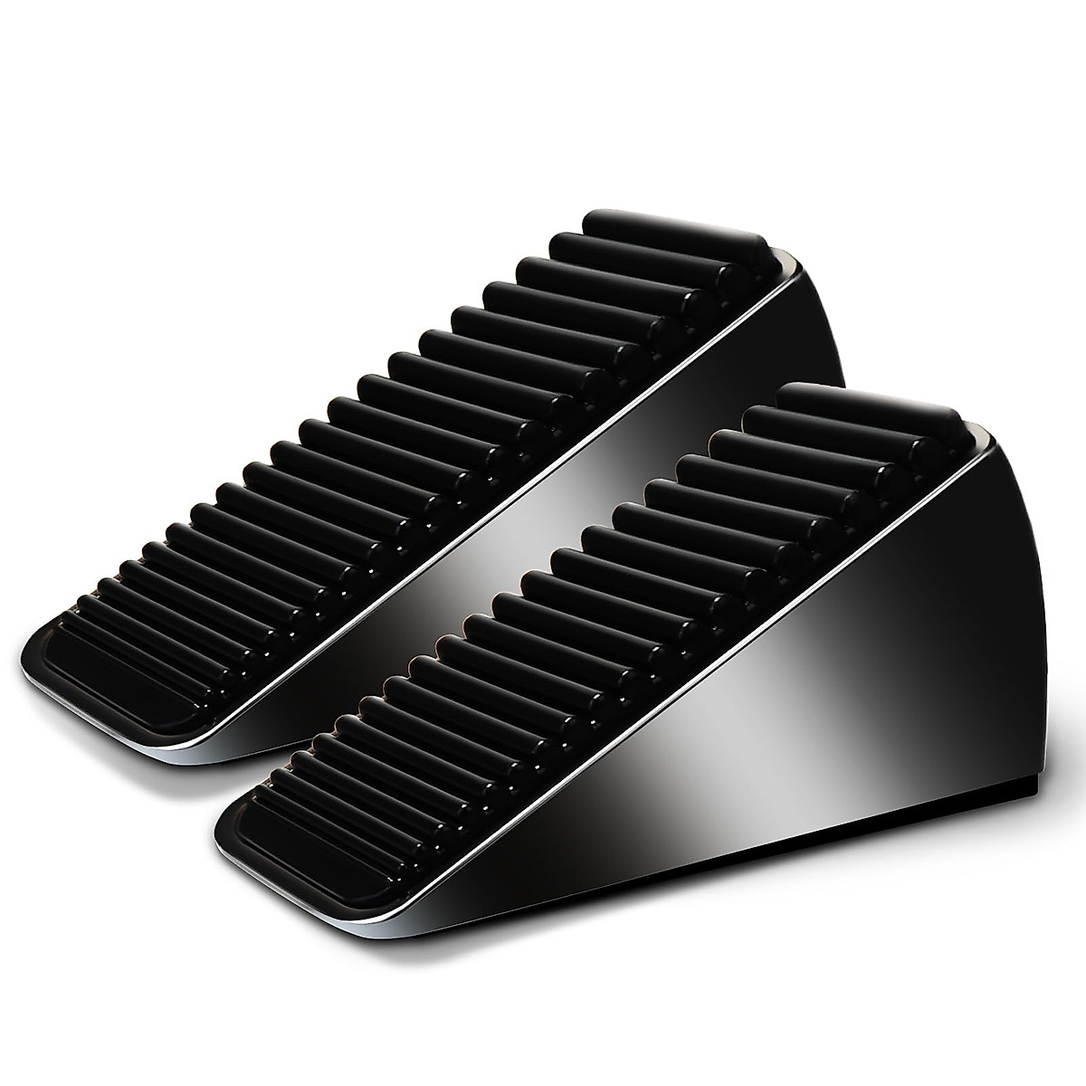 AIMAXINKE 2Pc Strongest Large Door Stop - Heavy Duty Tall Door Stop Wedge Door Stoppers for Bottom of Door, Tall up to 2.6In Doorstop Zinc Alloy and Silicone Made Suits Any Heavy Door Any Smooth Floor