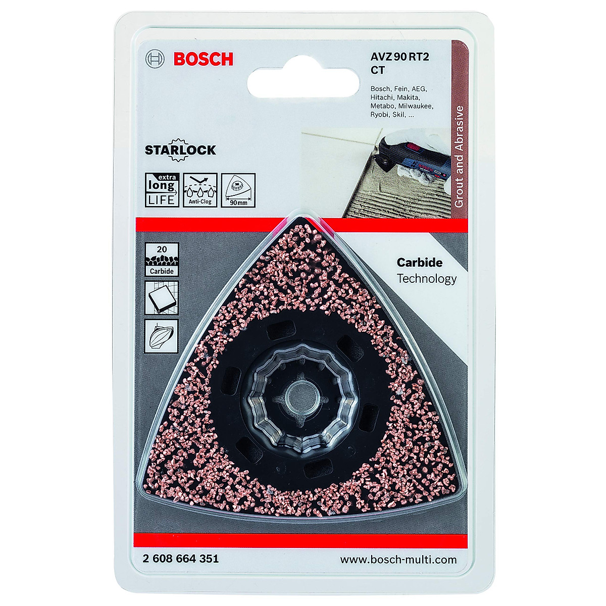 Bosch Professional 2608664351 Sanding Plate AVZ 90 RT2 Carbide RIFF (Starlock, 20 Grit, 90 mm, Accessories Multifunctional Tool)