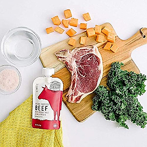 Serenity Kids Surf & Turf Baby Food Pouches Bundle | 6 Each of Wild Caught Salmon & Grass Fed Beef (12 Count)