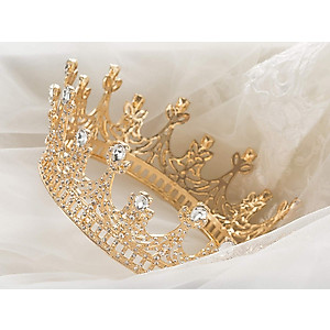 SWEETV Gold Queen Crown for Women, Wedding Crown, Brithday Crown Cake Topper, Costume Party Halloween Accessories