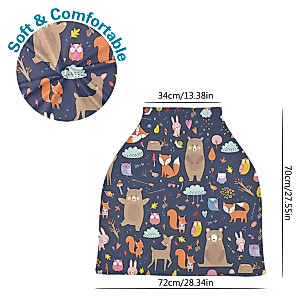 Nursing Cover Breastfeeding Scarf Forest Animals - Baby Car Seat Covers, Stroller Cover, Carseat Canopy (801j)