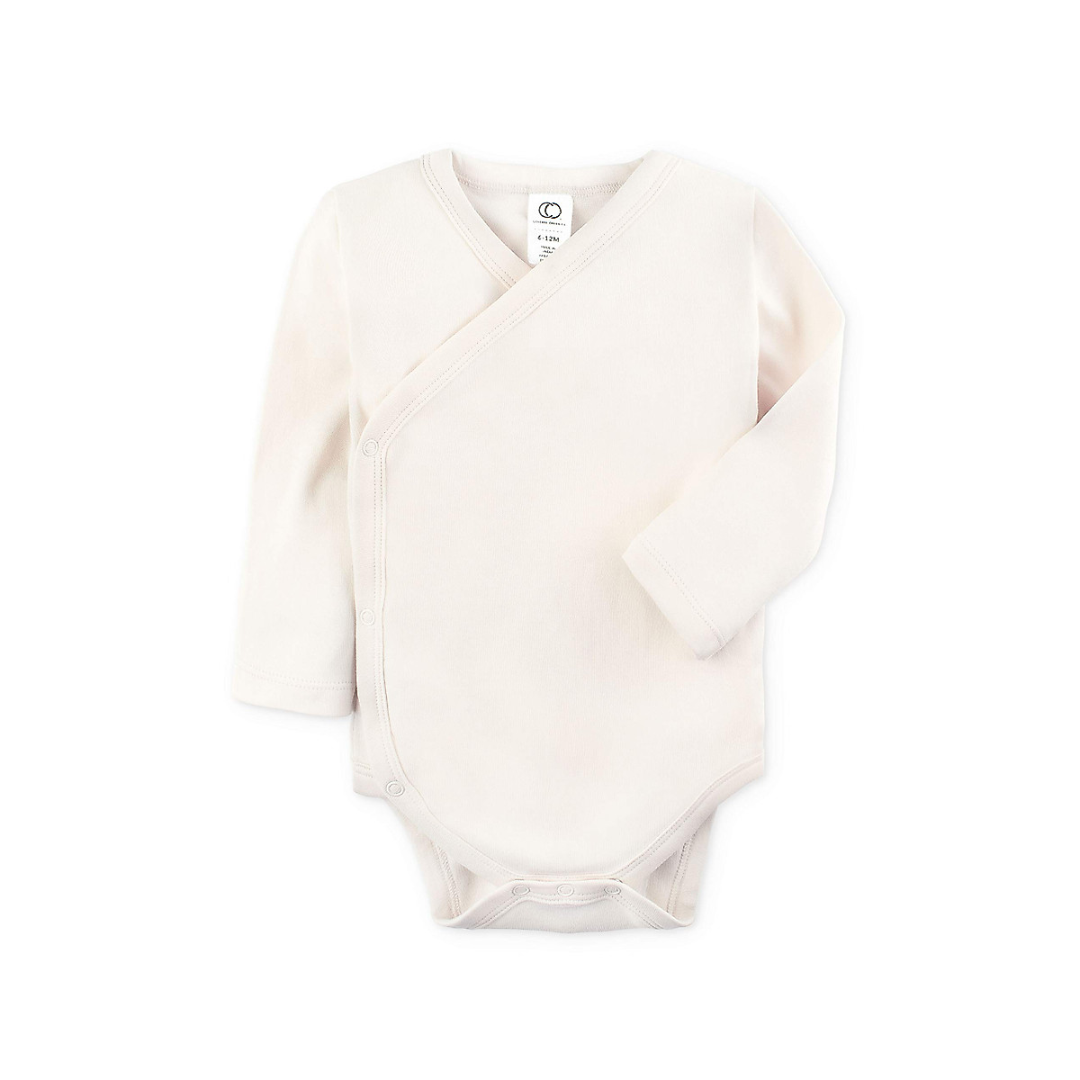 Colored Organics - Organic Cotton Baby Kimono Bodysuit - Long Sleeve One Piece - 0-3 Months - Natural