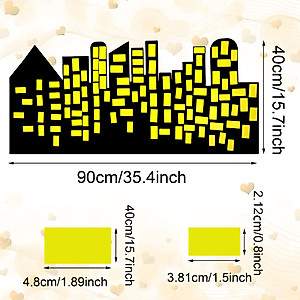 City Skyline Backdrops Hero Backdrop with 2 Pcs Yellow Stickers DIY Hero Background for Kid Backdrop City Skyline Buildings Photography Background Hero Birthday Party Decor Supplies Baby Shower