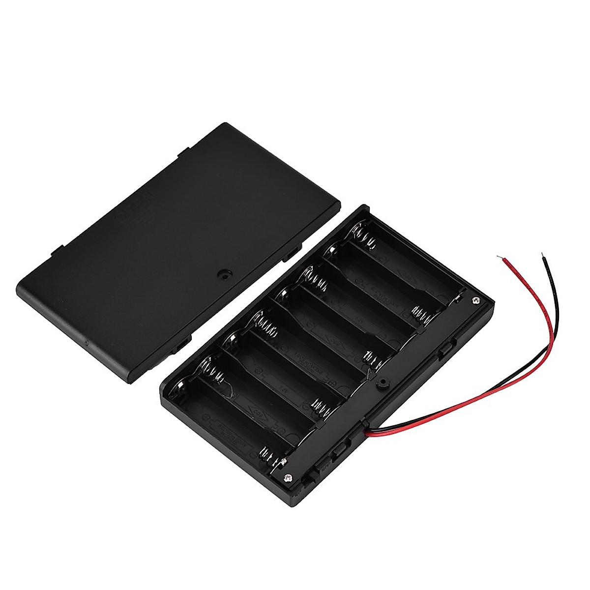 Zerone 12v Battery Pack, 8-Slot Battery Holder AA Battery Clip Holder Box Case with On/Off Switch, Plastic 12V Cell AA Battery Storage Box with ON/Off Switch with Wire & Cover