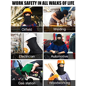 2 Pieces Flame Resistant Balaclava Neck Full Face Mask Cover Hood Balaclava Mask Fire Resistant Balaclava Hood Men's Balaclavas for Head Welding Firefighter Working Hunting Black