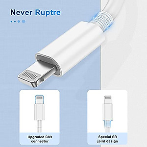 iPhone Charger 6ft 4Pack Apple Charging Cord [Apple Mfi Certified] Lightning Cable 6 Feet Long Cord,Fast iPhone Charging Cable for Apple iPhone 13 Pro Max/12 Mini/11/XR/Xs/X/8/7/6 Plus/5/iPad Air