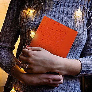 JIJLIFE Smart Reusable,and Durable keyboard pattern A5 Size (8.27"×5.9") Premium Orange Leather Notebook With An Erasable blue/black refill Pen And a Free Notebook of Ordinary And a Set of Brightly Colored Memo And Paper Clips