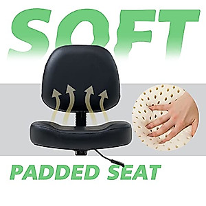 Vanity Rolling Chair Esthetician Shop Stool with Wheels,Ergonomic Lash Armless Office Chair, Desk Chair for Makeup Bedroom Classroom (Black)