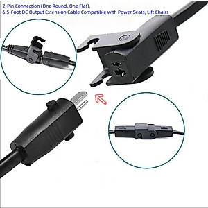 Power Cord AC Replacement tilt Adjuster Cable 4.9 feet, DC Power Cord 2-pin Distributor Replaces 6.56 feet Y-Shaped Power Extension Cable, Used for Lift or Electric Recliner Okin Lazboy Catnapper