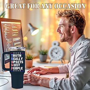 DUUV 40 Oz Tumbler, Truth Really Upsets Most People Quote, Stainless Steel Insulated Mug with American Flag, Gift for Patriotic Americans