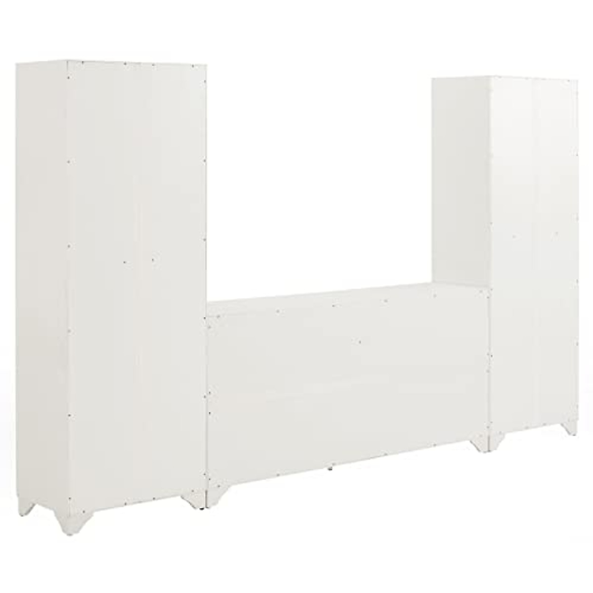 Crosley Furniture Tara 3-Piece Modern Farmhouse Sideboard Buffet Cabinet and Kitchen Storage Pantry Set, Distressed White