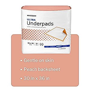 McKesson Ultra Underpads, Incontinence, Heavy Absorbency, 30 in x 36 in, 10 Count