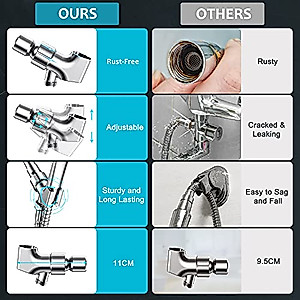 Shower Head with Handheld High Pressure with Hose - YEAUPE Detachable Shower Heads 6 Spray Settings, Built-in Power Wash to Clean Tub, Tile & Pets, Bracket, Rubber Washers, 59 Inch Hose