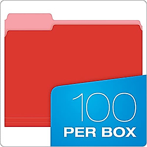 Pendaflex Two-Tone Color File Folders Letter Size - 100 Pack of 12 Assorted Colors Folders for Documents - 1/3-Cut Tabs