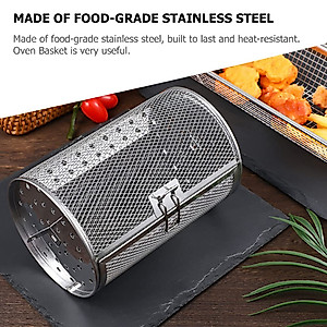 SHERCHPRY Rotisserie Grill Roaster Drum, Air Fryer Oven Basket, Stainless Steel Oven Rack, Rotisserie Basket for Peanut Dried Nut Coffee Beans BBQ