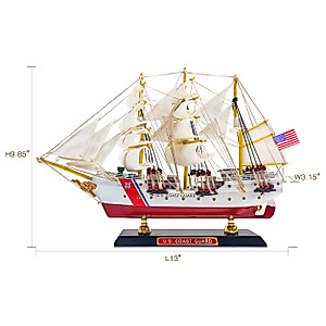 SAILINGSTORY Wooden Model Ship US Coast Guard Eagle Barque Ship Model Sailboat Decor USCG 1936 Replica Small