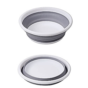 Collapsible Portable Wash Basin Dishpan 5L Kitchen Dish Pans Washing Basin Foldable Wash Dish Tub for Camping Supplies, Marine, Camper Accessories for Travel Trailers (Gray)