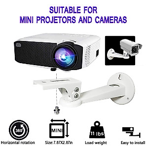 2-Be-Best Mini Projector Wall Mount 360°Rotation 7.8” Length 11 lbs Load Projector Hanger with Screw Thread Adapters Mini Projector Camera Camcorder Mount White