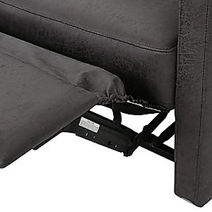 GDFStudio Hana Plush Cushion Tufted Back Loveseat Recliner (Microfiber/Slate)