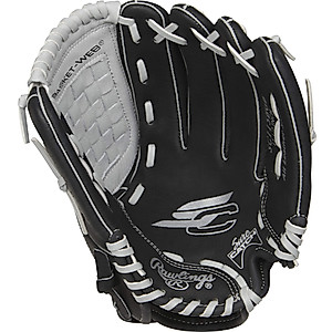 Rawlings | SURE CATCH T-Ball & Youth Baseball Glove | Right Hand Throw | 11.5" | Black/Grey