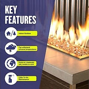 American Fireglass 1/4” Reflective Fire Glass | Use in Fireplace, Fire Pit or Bowl | for Natural Gas or Propane Fires | Safe Tempered Glass for Outdoor & Indoor | Champagne, 10lb Bag