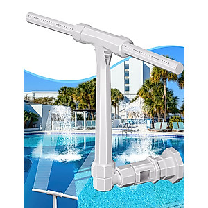 Kompoll Pool Fountain Above Swimming Pools, Adjustable Water Dual Spray Sprinkler Pool Fountain for Inground Pools, Fun Pool Waterfall Sprayer for Backyard Outdoor, Grey