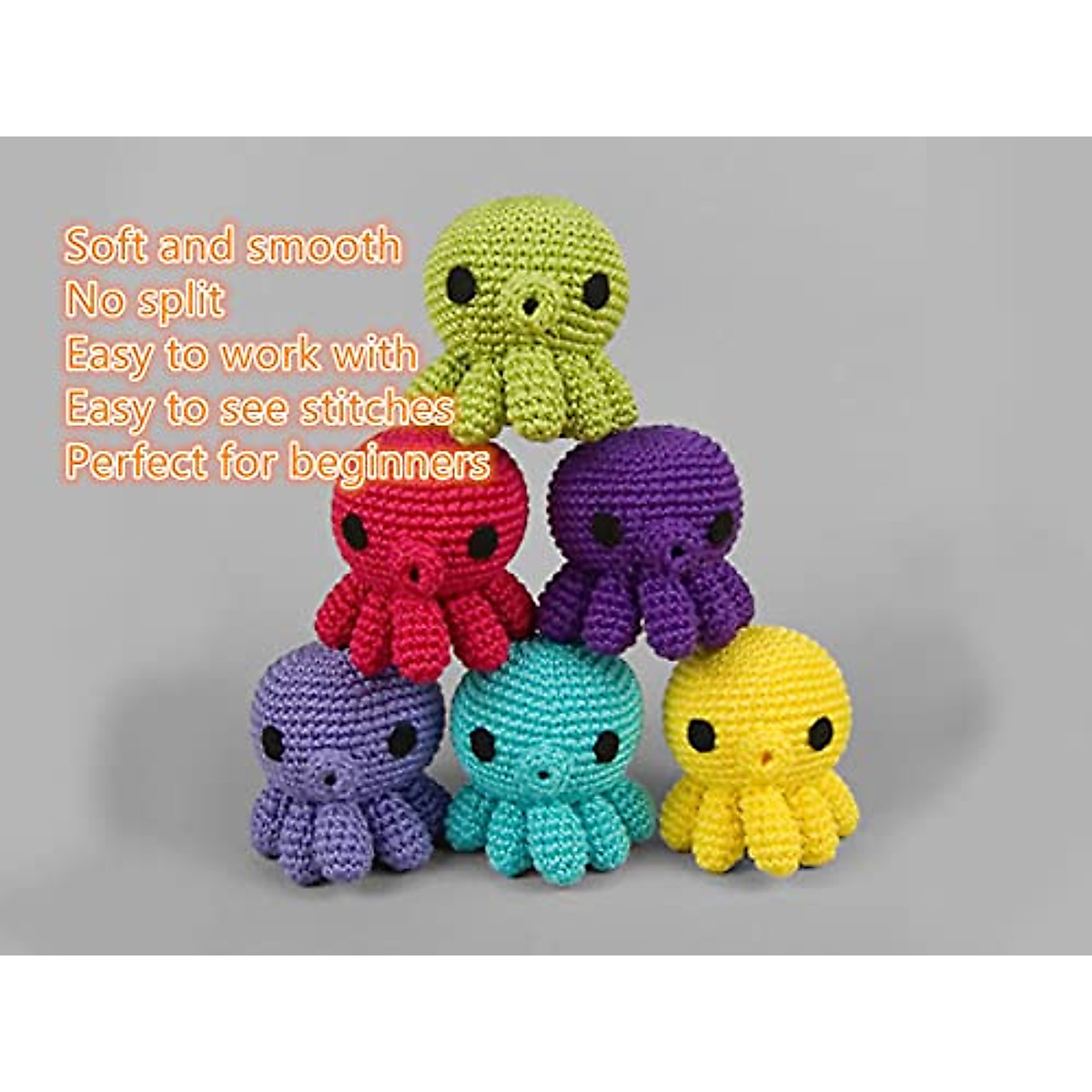 2x50g Easy Yarn for Crocheting and Knitting, Crochet Yarn for Beginners, Easy to See Stiches, Worsted Medium #4 Cotton Nylon Blended Yarn (Blue)