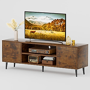 JUMMICO TV Stand for 65 Inch TV, Modern Entertainment Center with Storage Cabinet and Open Shelves, TV Console Table Media Cabinet for Living Room, Bedroom and Office (Rustic Brown)