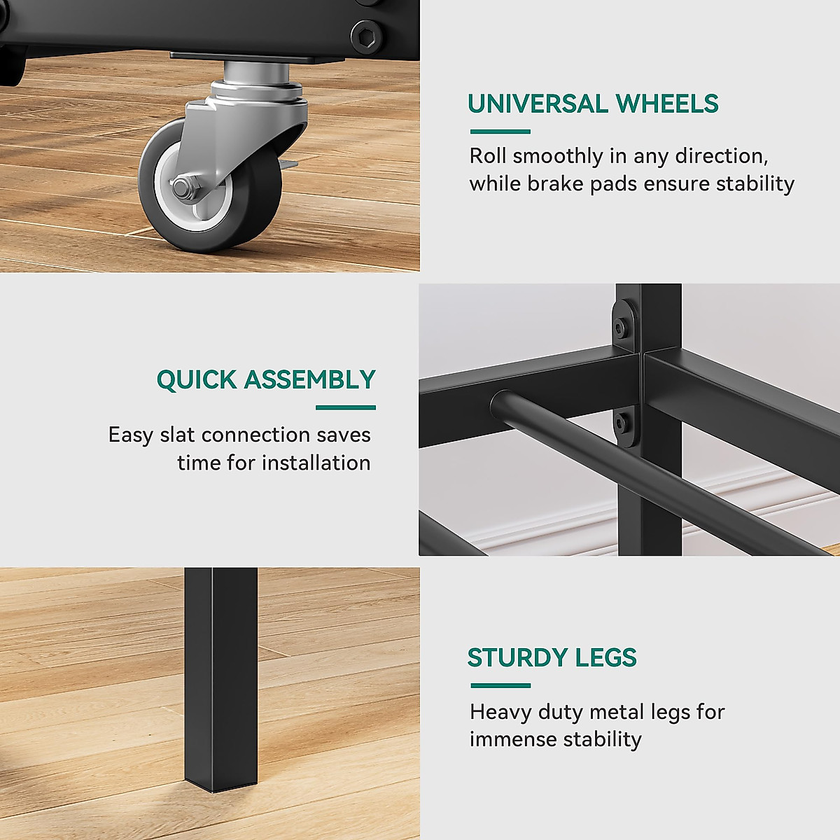 YITAHOME Twin Daybed with RGB LED Lights & Charging Station, Height Adjustable Day Bed Frame with Trundle, Versatile Metal Sofa Bed Frame for Bedroom, Living Room, Guest Room, Black