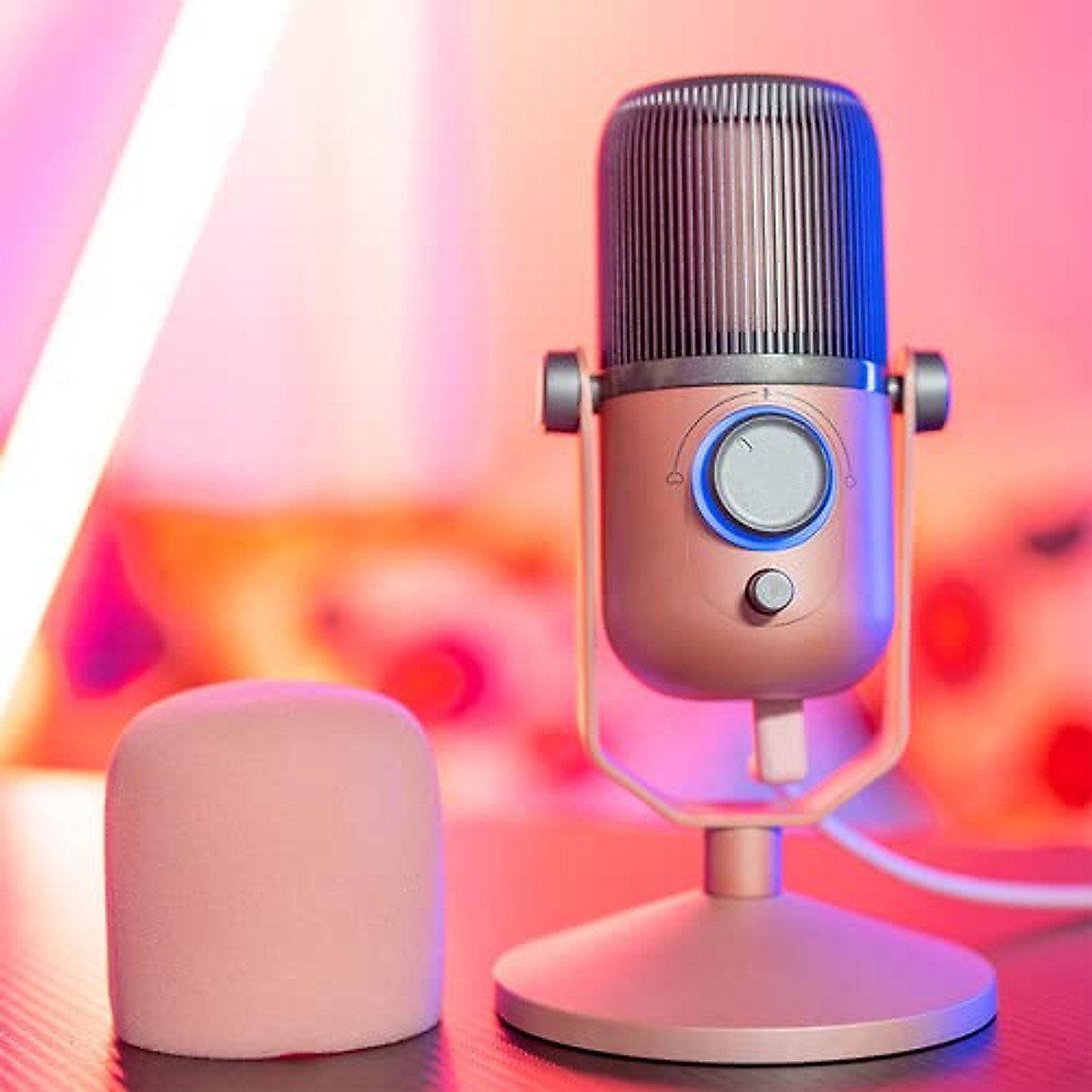 THRONMAX USB Gaming Microphone with High-Res Metering, Condenser Desktop Mic for PC, PS4, PS5 and Mac,96 kHz / 24-Bit Audio, LED Lighting Voice Effects for Streaming&Podcasting,Twitch, YouTube,(Pink)