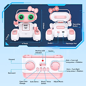 Robot Toy, Robot Toy for Kids, Remote Control Robot with Colorful LED Eyes & Music, Rechargeable RC Robots for Kids, Smart Talk Robot Toy for Children 3, 4, 5, 6, 7, 8 Years Boys & Girls Birthday Gift
