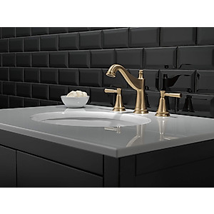 Delta Faucet Mylan Widespread Bathroom Faucet 3 Hole, Gold Bathroom Faucet, Bathroom Sink Faucet, Drain Assembly, Champagne Bronze 35777LF-CZ