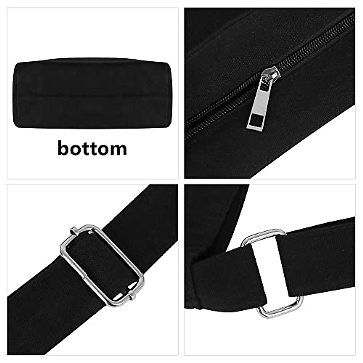 TOPTIE Canvas Hobo Bag Simple Large Size, Black Casual Shoulder Tote, Sturdy Crossbody Hobo Bag, Back to School