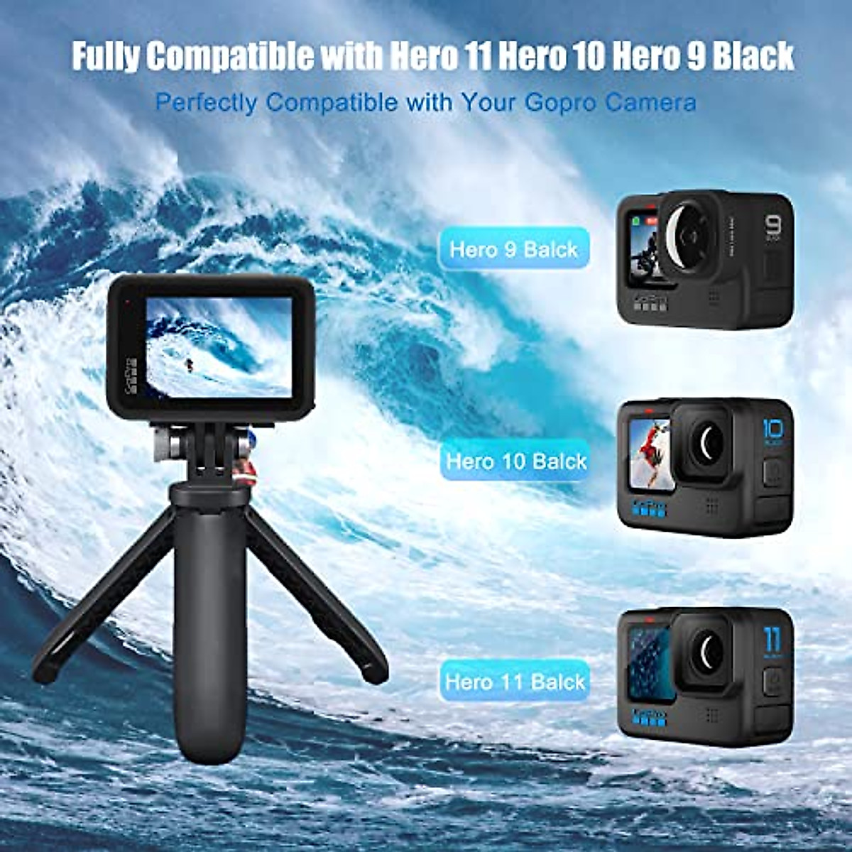 3-Pack Hero 11 Replacement Batteries Compatible with GoPro Hero 11 Hero 10 Hero 9 Black Camera, 3-Channel Battery Charger for GoPro Hero 11/10/ 9 Battery (New Upgrade)