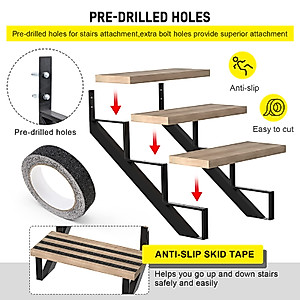 Doniks Steel Stair Step Riser -3 Step for Deck Height 27 Inches metal Stair Stringer Step Stringer support connector Frame hanger bracket