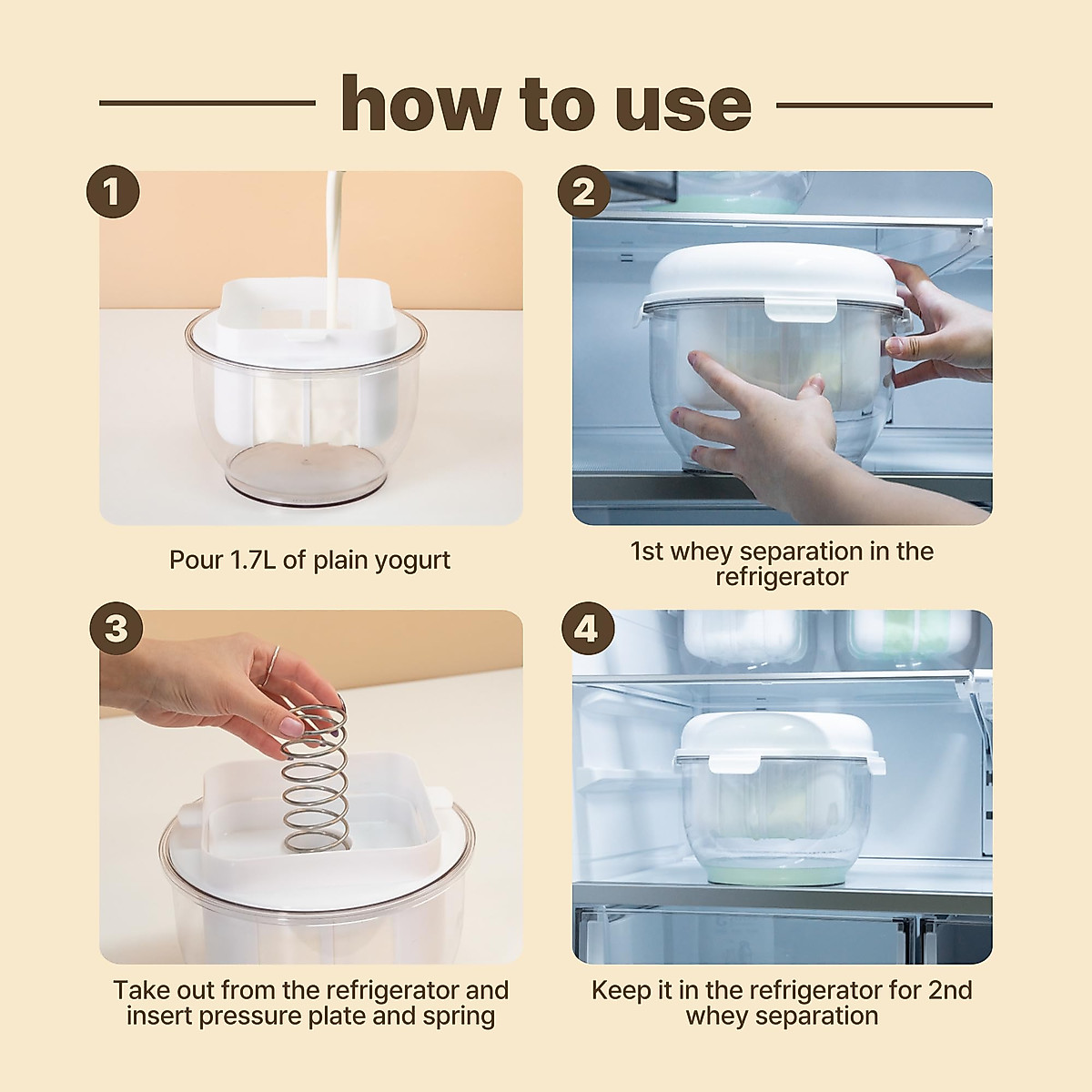 [Bear Greeks] Gguduck Maker 1.7L, Whey Strainer 1.7Qt, Greek yogurt maker, Whey Separator