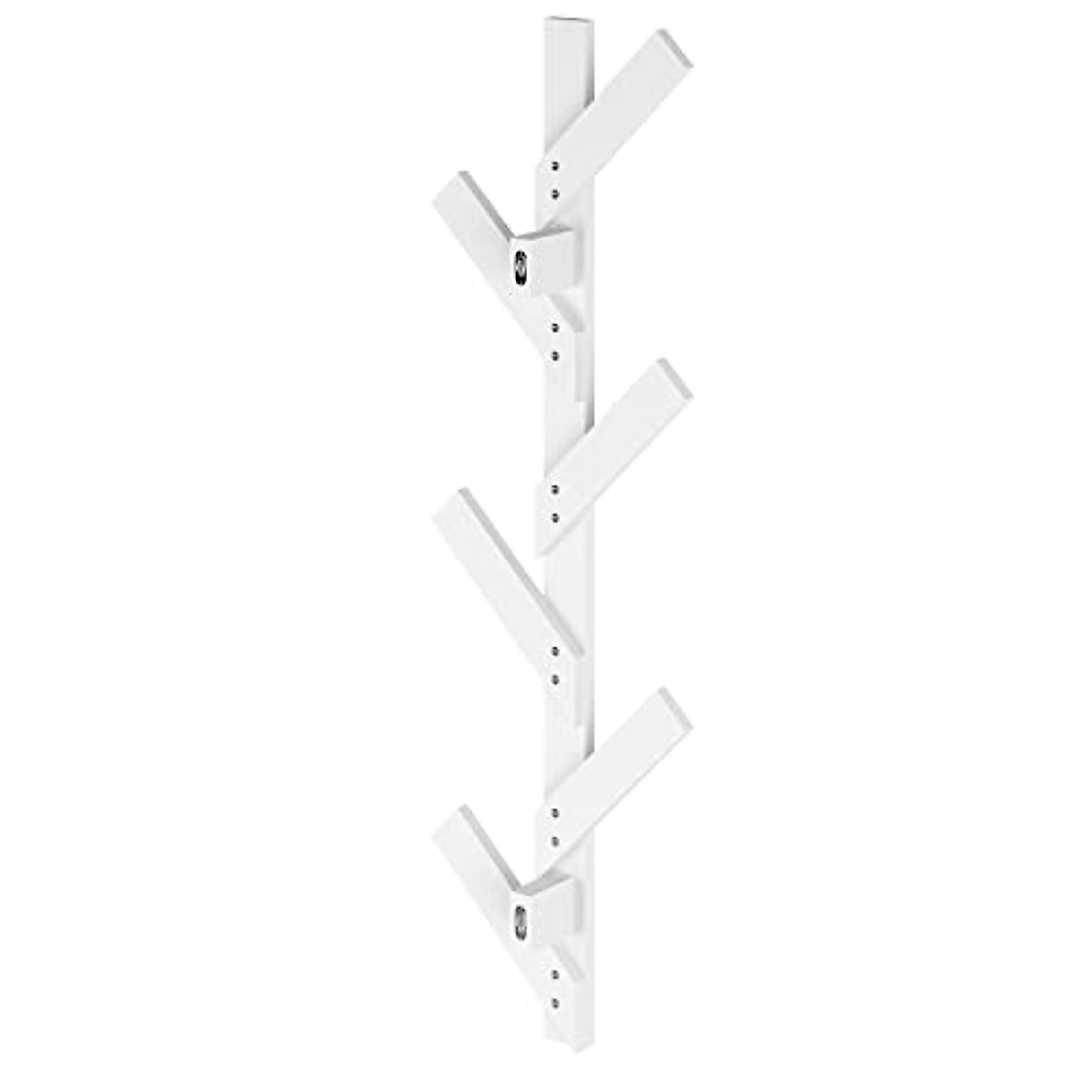 Ballucci Tree Coat Rack Wall Mounted, Wood Tree Branch Coat Hooks for Hats, Caps, Scarves, Umbrellas, Towels, Jewelry - White