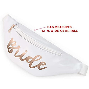xo, Fetti Bachelorette Party Bride Fanny Pack - Single Bag | White + Rose Gold Bridal Shower Decorations, Bride To Be Gift, Bach Favor