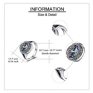 ONEFINITY Tree of Life Rings Sterling Silver Celtic Knot Tree of Life Rings Family Tree Jewelry Gifts for Women (Abalone shell, 7)
