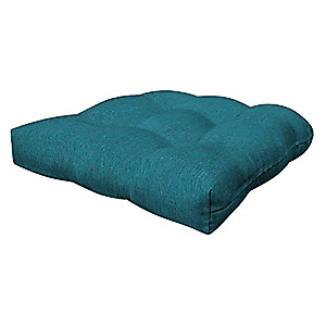 Honeycomb Outdoor Contoured Tufted Cushion Set, 19.5" W x 18.5" L, Textured Solid Teal Outdoor Chair Cushions