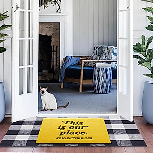 JJUUYOU Outdoor Welcome Mat We Make The Rules Doormat for Front Door Funny Indoor Door Mat with Non Slip Rubber Backing for Home Entryway Patio 18"x28"