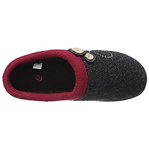 Acorn Women's Clog Slippers, Multi-Layer Memory Foam Footbed with Arch Support, Charcoal Button, 8-9