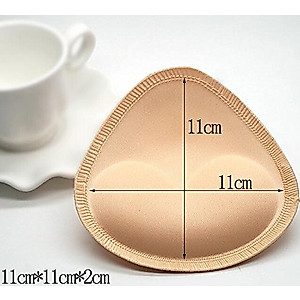 Elandy 1Pair Beige Reusable Breathable Sponge Bikini Breast Enhancers-Thickening Swimwear Bra Insert Pad Swimwear Push-up Booster Pads (Style A)