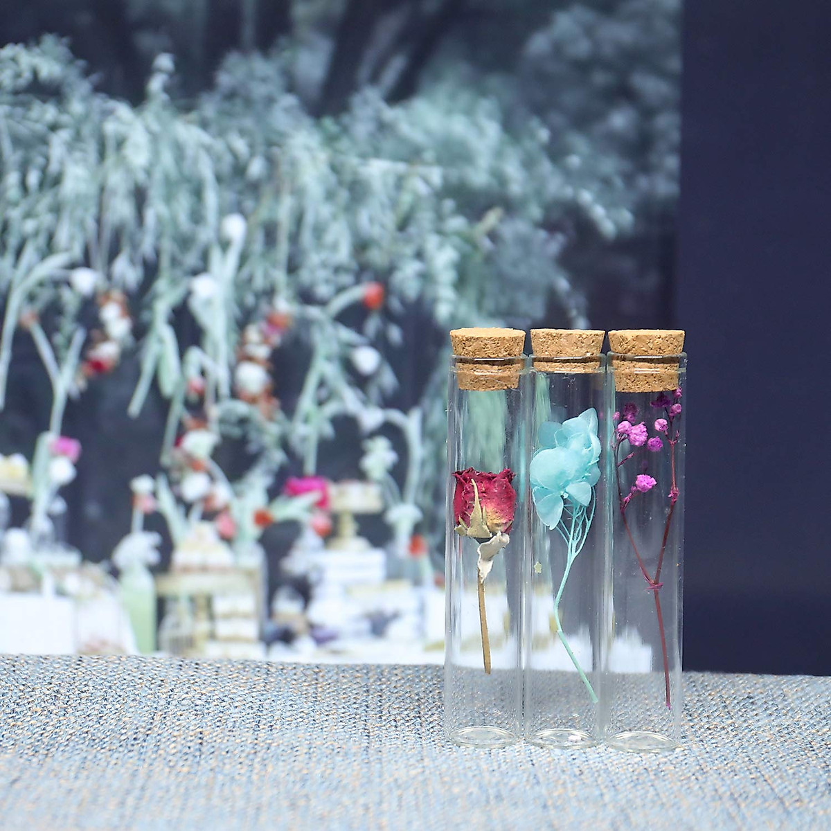 VOFUWS 30pcs 25ml Clear Flat Glass Test Tubes with Cork Stoppers for Scientific Experiments, Party Decorations, Candy Storage,as Bath Salt Containers(20×100mm)