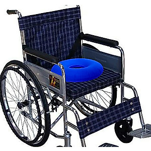 Shineyid 2 Pack Donut Pillow, Donut Cushion Seat, Inflatable Ring Cushion with A Pump, Hemorrhoid Seat Pillow, Round Wheelchairs Seat Cushion for for Home, Car or Office (15" Blue & Gray)