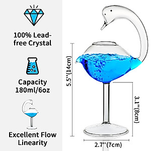 Bundle - Swan Cocktail Glass Set of 2 and Bird Glasses Set of 4 Margarita Glass Martini Glasses Suitable for Cocktail, Wine, Martini, Tequila