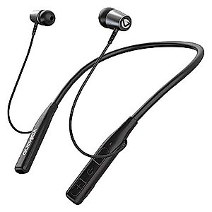 Volkano Wireless Sports Earphones w/Google Assistant/Siri, 8-HR Playtime Audífonos Inalámbricos, Flexible Neckband Bluetooth Earbuds, Compatible w/iPhone/Android, Hands-Free [Black] - Aeon+ Series