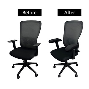 Curqia 1 Pair of Elastic Sponge Chair Arm Pads Cushion Removable Office Chair Arm Covers for Elbows and Forearms, Black