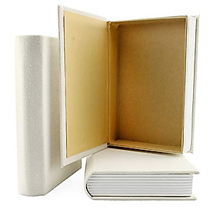 AuldHome Faux Book Stack (Cream); Blank Set of 3 Decorative Books for DIY Crafts and Home Decor