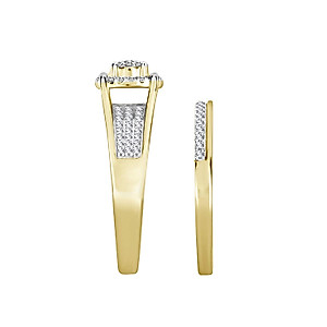 Eternal Bliss 1/3 cttw Round Natural Diamond Solid 10K Yellow Gold Ladies Engagement Wedding Bridal Ring Set (6)